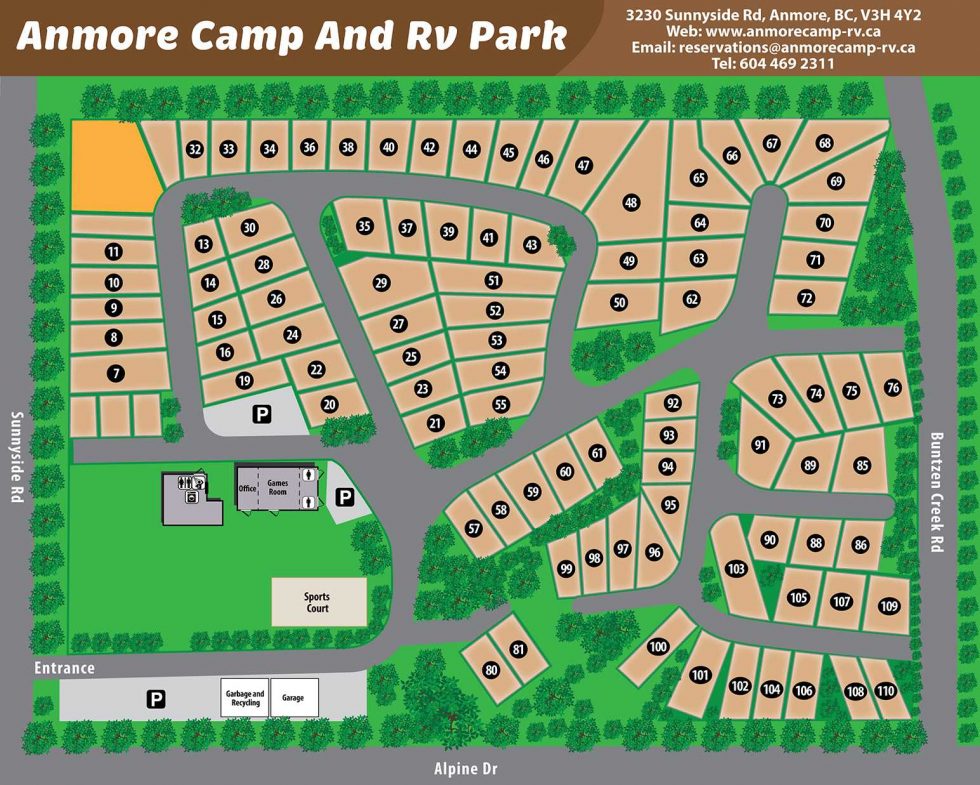 Site Map - Anmore Camp & R.V. Park